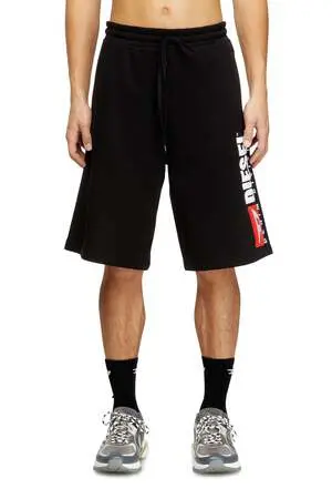 DIESEL® Fleece Shorts With Maxi Logo Patch
