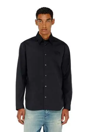 DIESEL® Stretch Poplin Shirt With Embroidery - Black