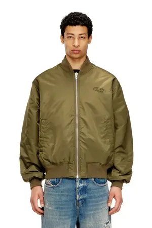DIESEL® Reversible Padded Bomber Jacket With Oval D Embroidery - Multicolor