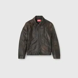 DIESEL® Treated Leather Coach Jacket - Brown