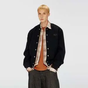 DIESEL® Felted Wool Blend Bomber Jacket With Appliqué And Embroidered Logo