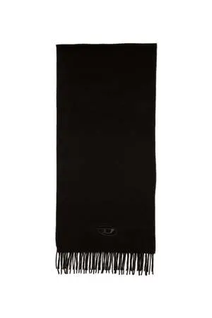 DIESEL® Wool-blend Scarf With Fringed Edges - Black