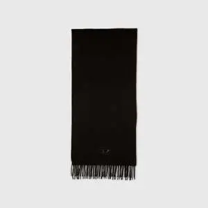 DIESEL® Wool-blend Scarf With Fringed Edges - Black