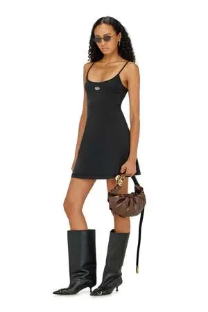 DIESEL® Cotton Mini Dress With Oval D Logo - Black