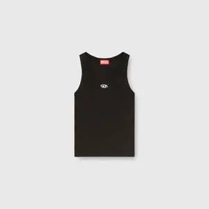 DIESEL® Diesel Slim Ribbed Tank Top With Metallic Oval D Logo Black