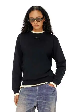DIESEL® Cotton Sweatshirt With Oval D Embroidery