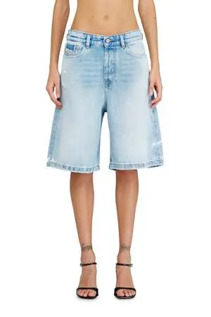 DIESEL® Relaxed-leg Distressed Denim Shorts - Blue