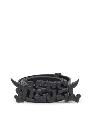 DIESEL® 3.5cm Pull-up Leather Belt With Graffiti Buckle - Black