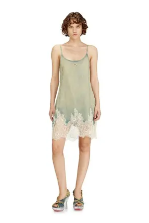 DIESEL® Lace Detail Denim Mini Dress