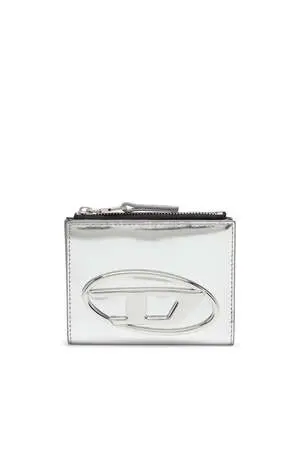 DIESEL® Bi-fold Leather Wallet With Oval D Logo - Silver