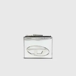 DIESEL® Bi-fold Leather Wallet With Oval D Logo - Silver