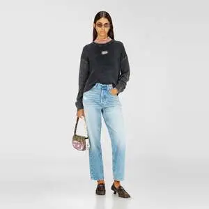 DIESEL® Ribbed Cut-out Jumper With Oval D Plaque - Grey