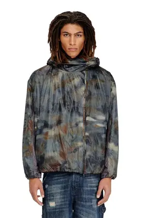 DIESEL® Abstract Print Micro-ripstop Windbreaker Jacket