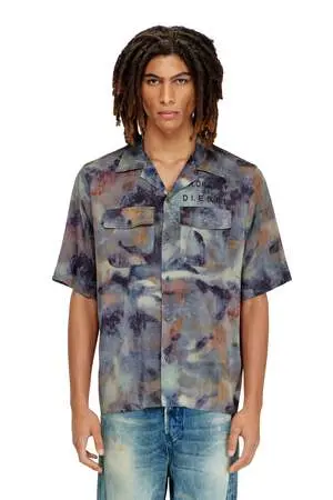 DIESEL® Satin Shirt With All-over Camo Print