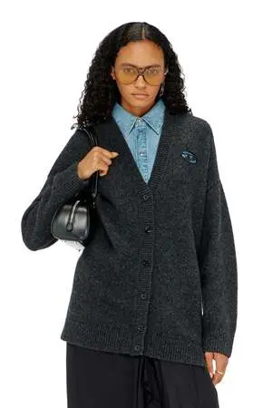 DIESEL® Wool And Alpaca Blend Cardigan With Oval D Detail - Multicolor