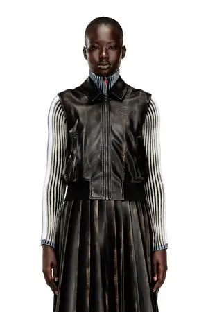 DIESEL® Sleeveless Distressed Bomber Vest