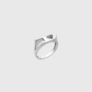 DIESEL® Stainless Steel Signet Ring With Logo Motif - Silver