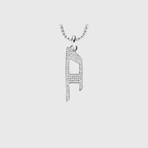 DIESEL® Stainless Steel Glitz Logo Pendant Necklace - Silver