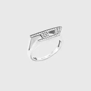 DIESEL® Stainless Steel Glitz Signet Ring - Silver