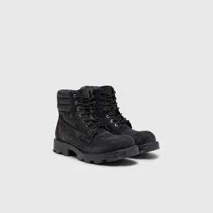 DIESEL® D-hammer Combat Boots In Denim And Leather - Black