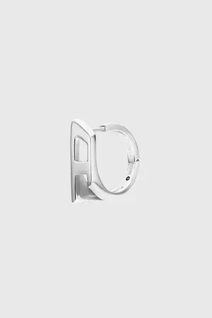 DIESEL® Stainless Steel Hoop Earring With D Logo - Silver