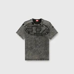 DIESEL® Relaxed Cotton T-shirt With Oval D Applique - Black