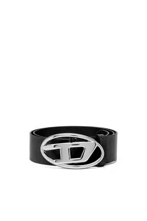 DIESEL® Leather Belt With Oval D Logo Buckle - Black