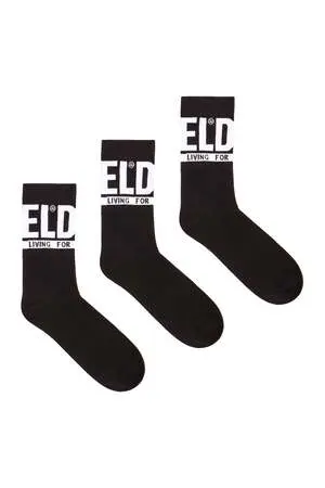 DIESEL® Logo Cuff Socks Three-pack - Black