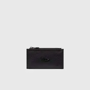 DIESEL® Flat Card Holder In Grainy Leather Black