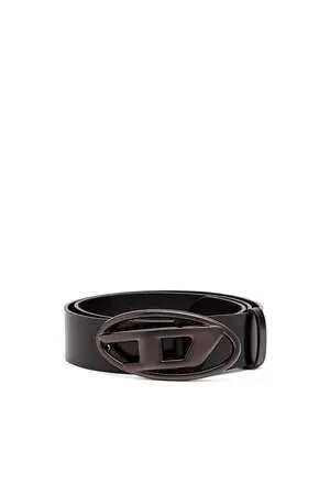 DIESEL® Leather Belt With Oval D Buckle - Black