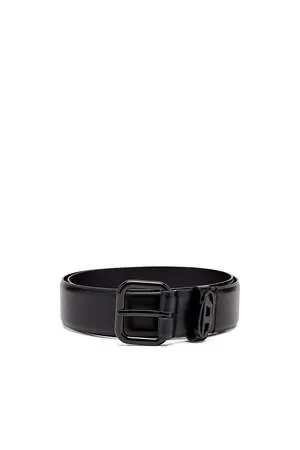 DIESEL® 3.9cm Logo Plaque Leather Belt - Black