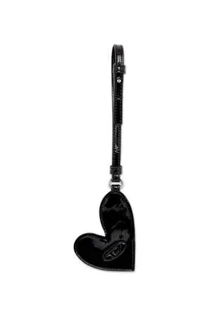 DIESEL® Heart Mirror Charm With Glossy Finish And Logo Hardware - Black