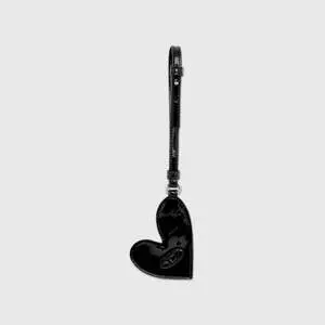 DIESEL® Heart Mirror Charm With Glossy Finish And Logo Hardware - Black
