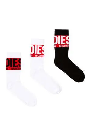 DIESEL® Three-pack Crew Socks With Logo Cuffs - Multicolor