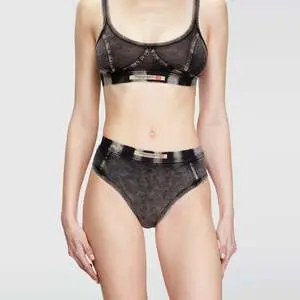 DIESEL® Hipster Briefs In Denim-effect Jersey - Black
