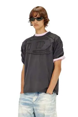 DIESEL® Relaxed Cotton T-shirt With Oval D Applique - Grey