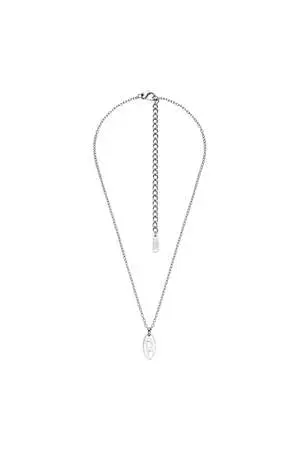 DIESEL® Stainless Steel Oval D-logo Pendant Necklace - Silver