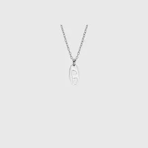 DIESEL® Stainless Steel Oval D-logo Pendant Necklace - Silver