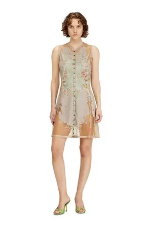 DIESEL® Sleeveless Mini Dress In Printed Devoré Jersey