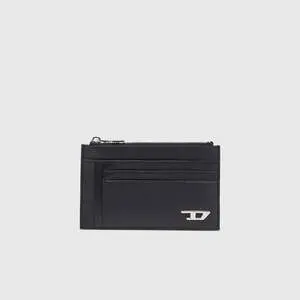 DIESEL® Leather Card Holder With Zip Pocket - Black