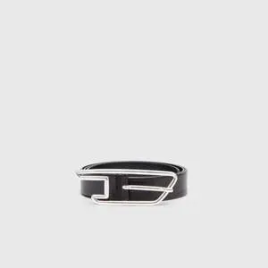 DIESEL® 3cm Leather Belt With D-logo Buckle - Black