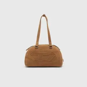 DIESEL® 1dr Dome Suede Shoulder Bag With Embossed Oval D Logo - Beige