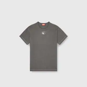 DIESEL® Light Cotton T-shirt With Metallic Oval D Logo - Grey