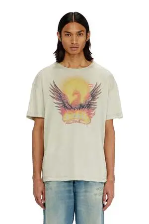 DIESEL® Regular T-shirt With Phoenix Print - Beige