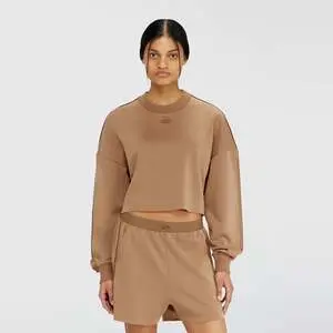 DIESEL® Cropped Stretch Scuba Top With Tonal Oval D Logo - Brown
