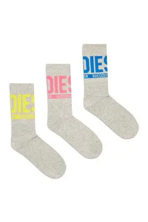 DIESEL® Diesel Three-Pack Logo Cuff Socks Grey