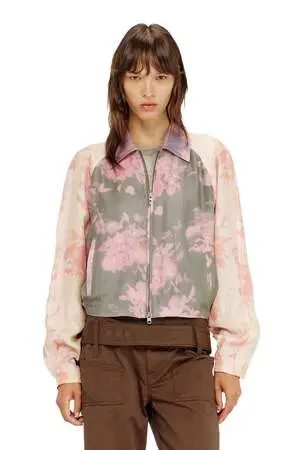 DIESEL® Floral Crinkled Acetate Bomber Jacket - Multicolor