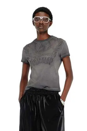 DIESEL® Slim Fit Dèvoré Phoenix T-shirt - Grey