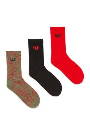 DIESEL® Three-pack Crew Socks With Logo Detail - Multicolor