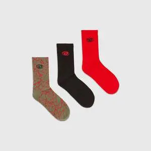 DIESEL® Diesel Three-Pack Crew Socks With Logo Detail Multicolor